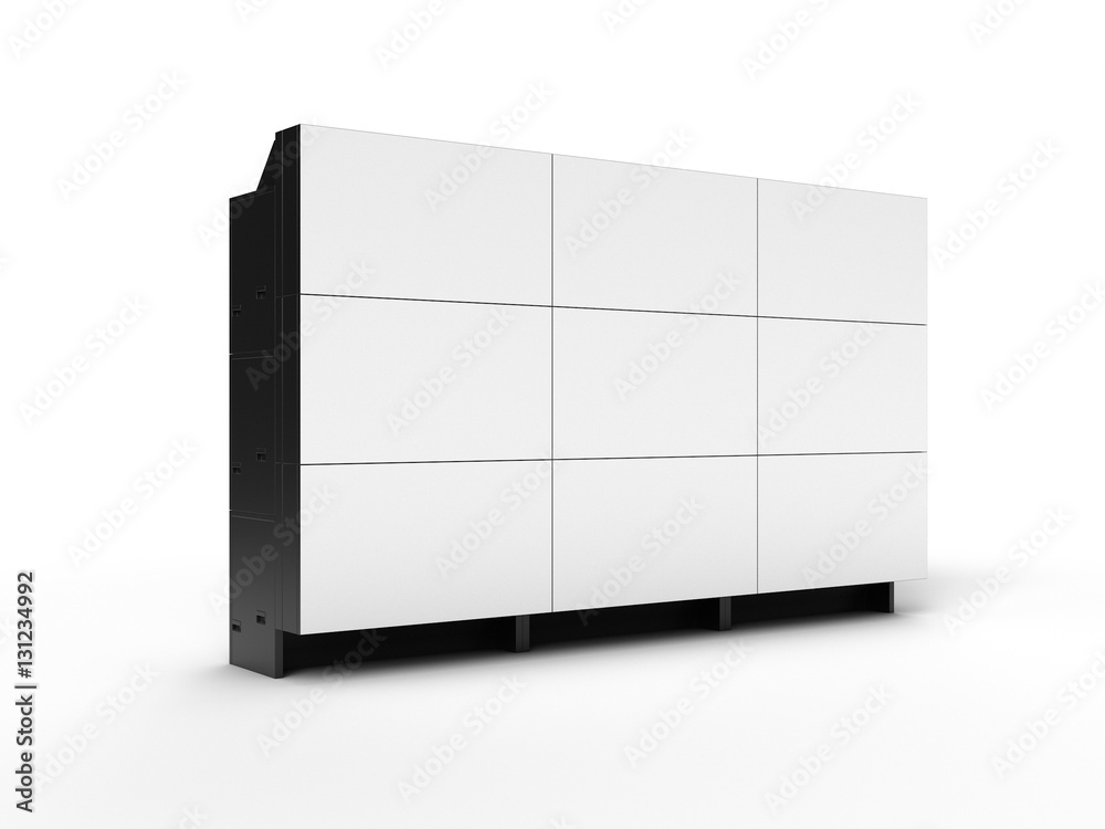Projection cubes video wall with white screen 3D illustration Stock ...