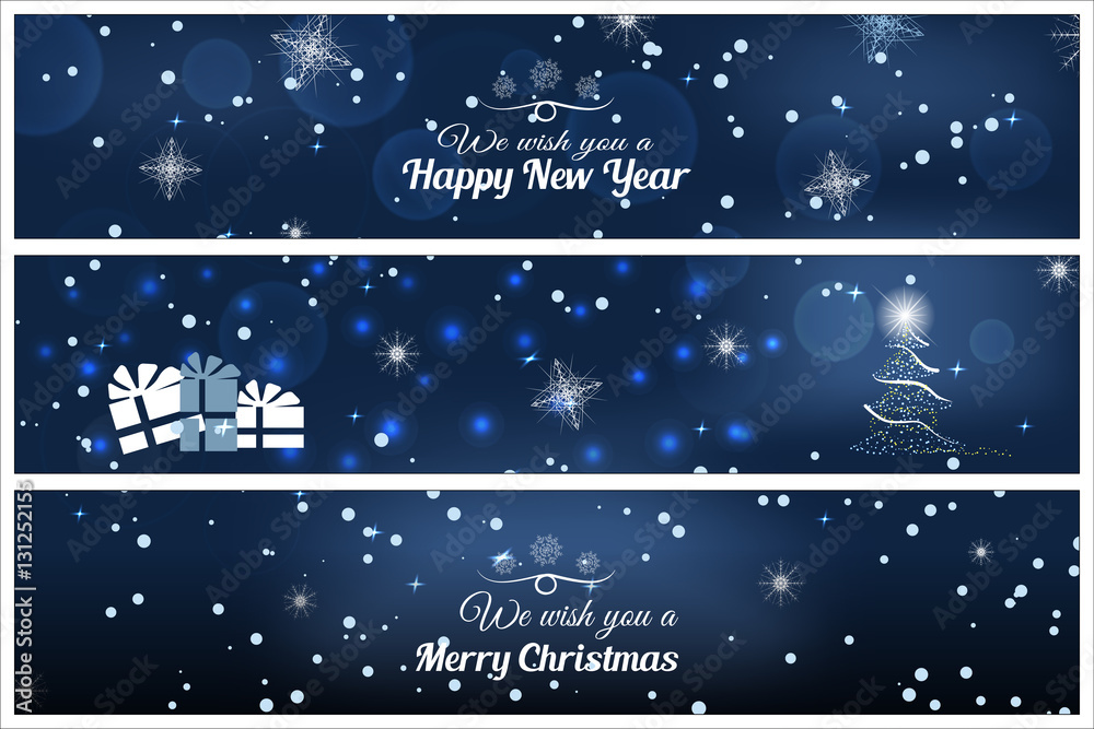 Vector illustration of greetings bookmarks for Merry Christmas and ...