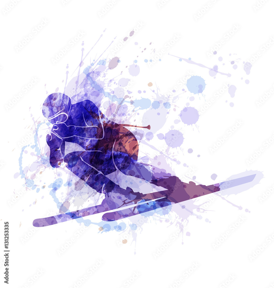 Vector illustration of the skier Stock Vector | Adobe Stock