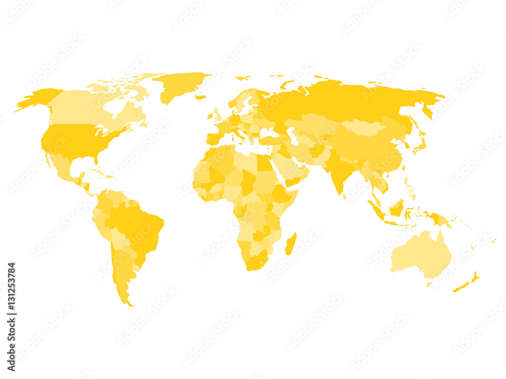Poster World map with names of sovereign countries and larger dependent ...