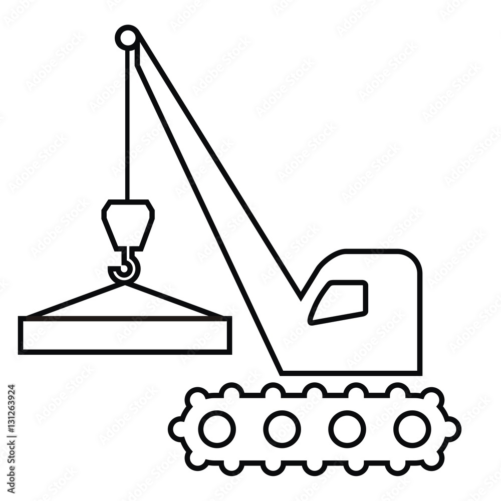 Crane, vector icon, black outline, handling of load Stock Vector ...