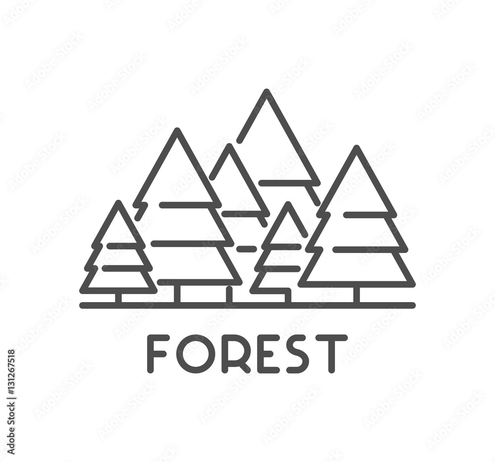 Vector web line icon trees and forest Stock Vector | Adobe Stock