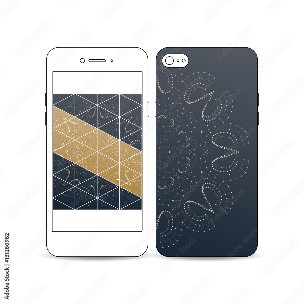 Mobile smartphone with an example of the screen, cover design isolated ...