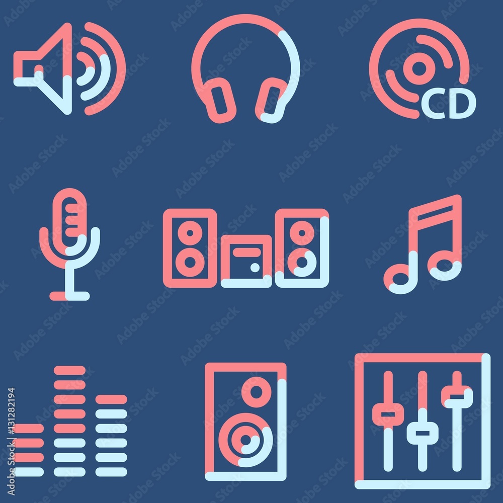 Sound icons, light blue contour Stock Vector | Adobe Stock