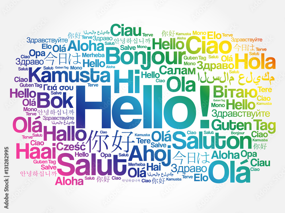 Hello word cloud in different languages of the world, background ...