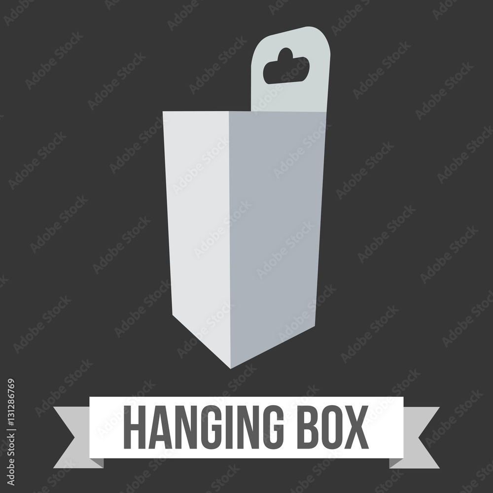 Blank paper hanging box. Packaging container with hanging hole. Mock up ...