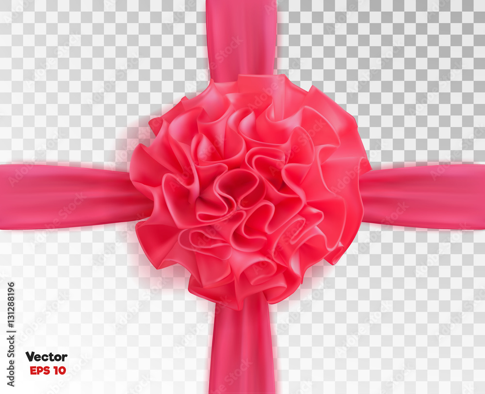 Vector realistic 3d pink silk ribbon with bow transparent background ...