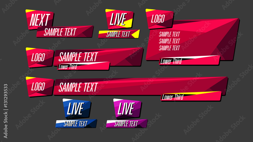 Set of red banners of lower third Stock Vector | Adobe Stock