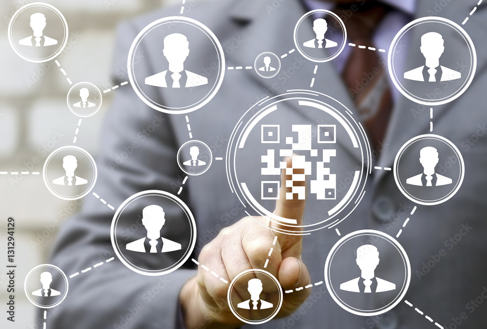 Business shopping identification qr code web concept. QR code sign with ...