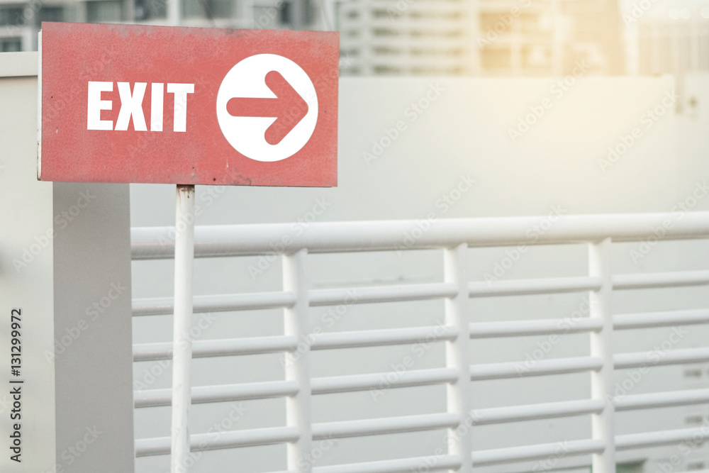 exit sign car parking area with flare vintage tone Stock Photo | Adobe ...