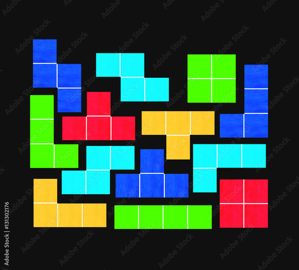 geometric shapes on black background - puzzle video game Stock ...