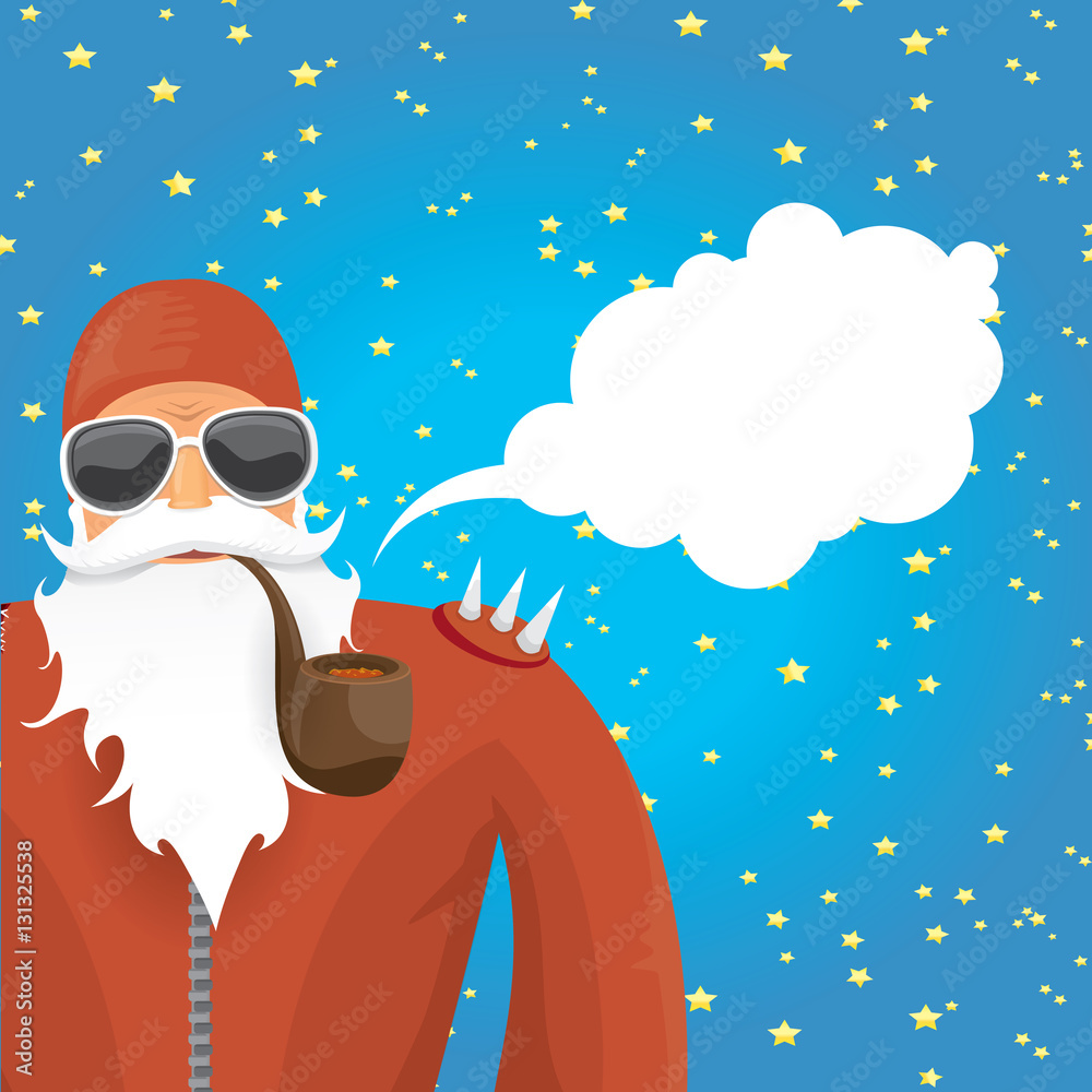 vector biker santa claus with smoking pipe. Stock Vector | Adobe Stock