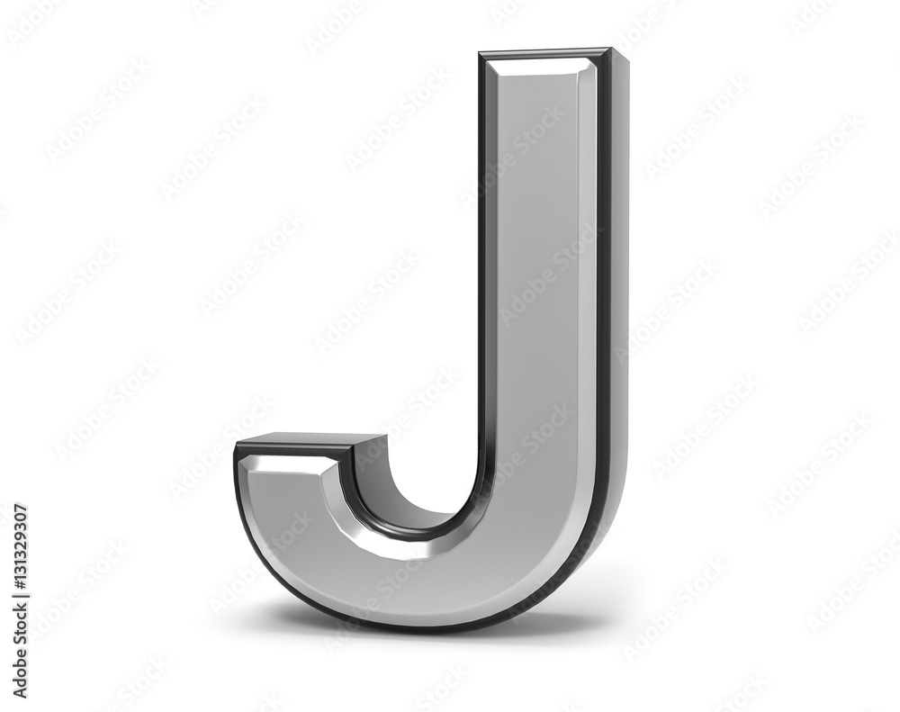 3D Isolated Metal Metallic J Letter Alphabet Logo Illustration. Stock ...