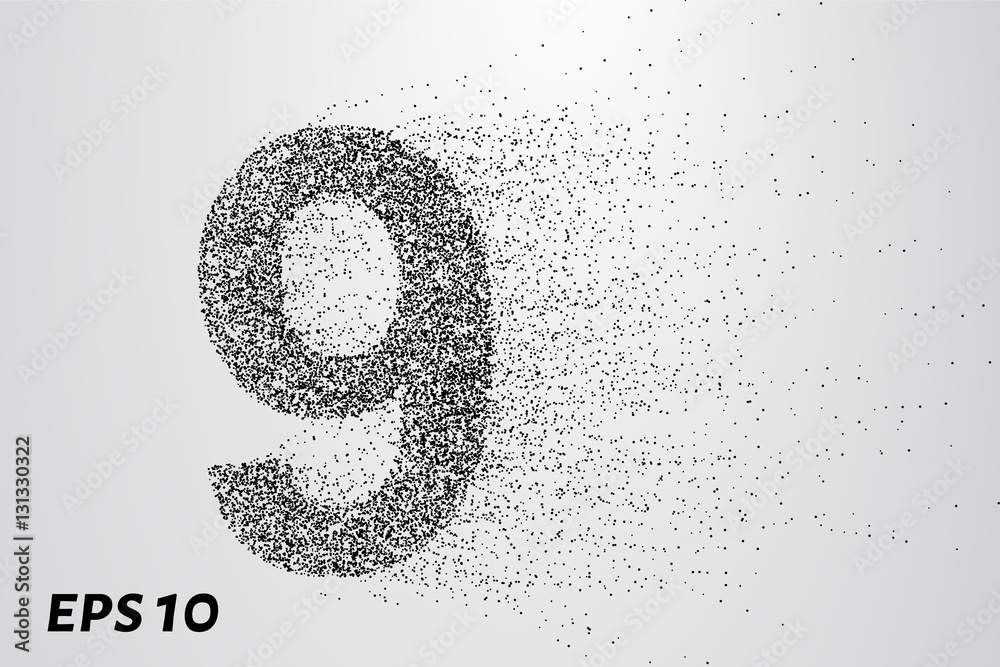 Letter 9 from the particles. The letter 1 consists of circles and ...
