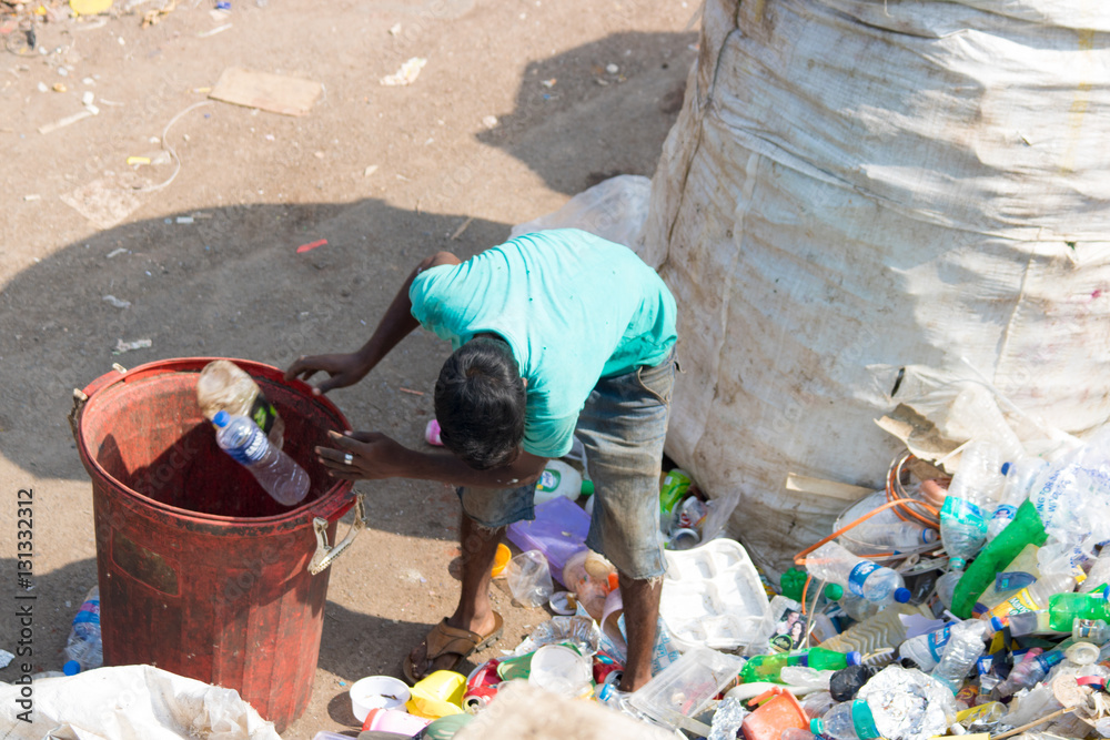 Poster india mumbai slum people and children working and living laundry ...