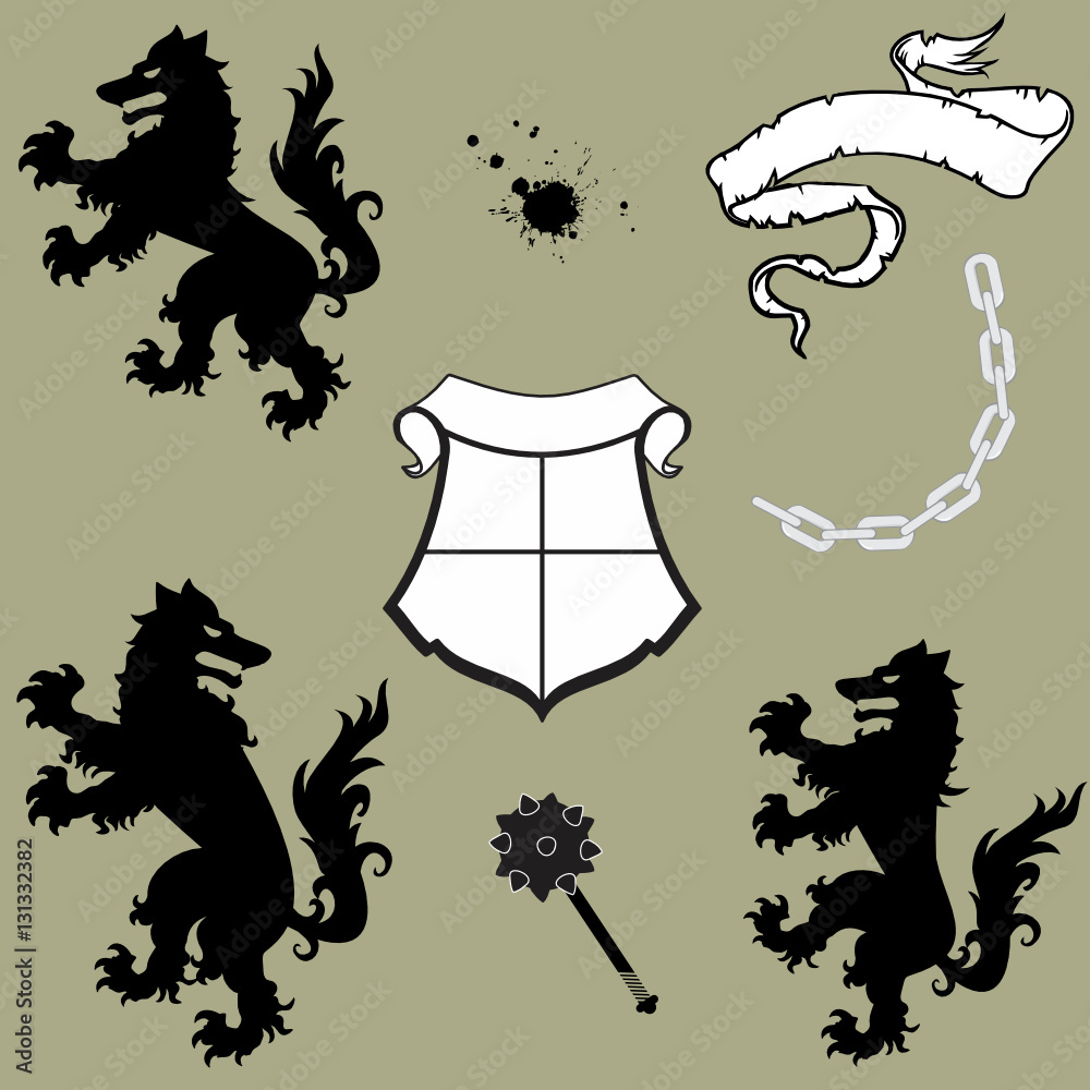 heraldic wolf coat of arms emblem insignia tattoo in vector format ...