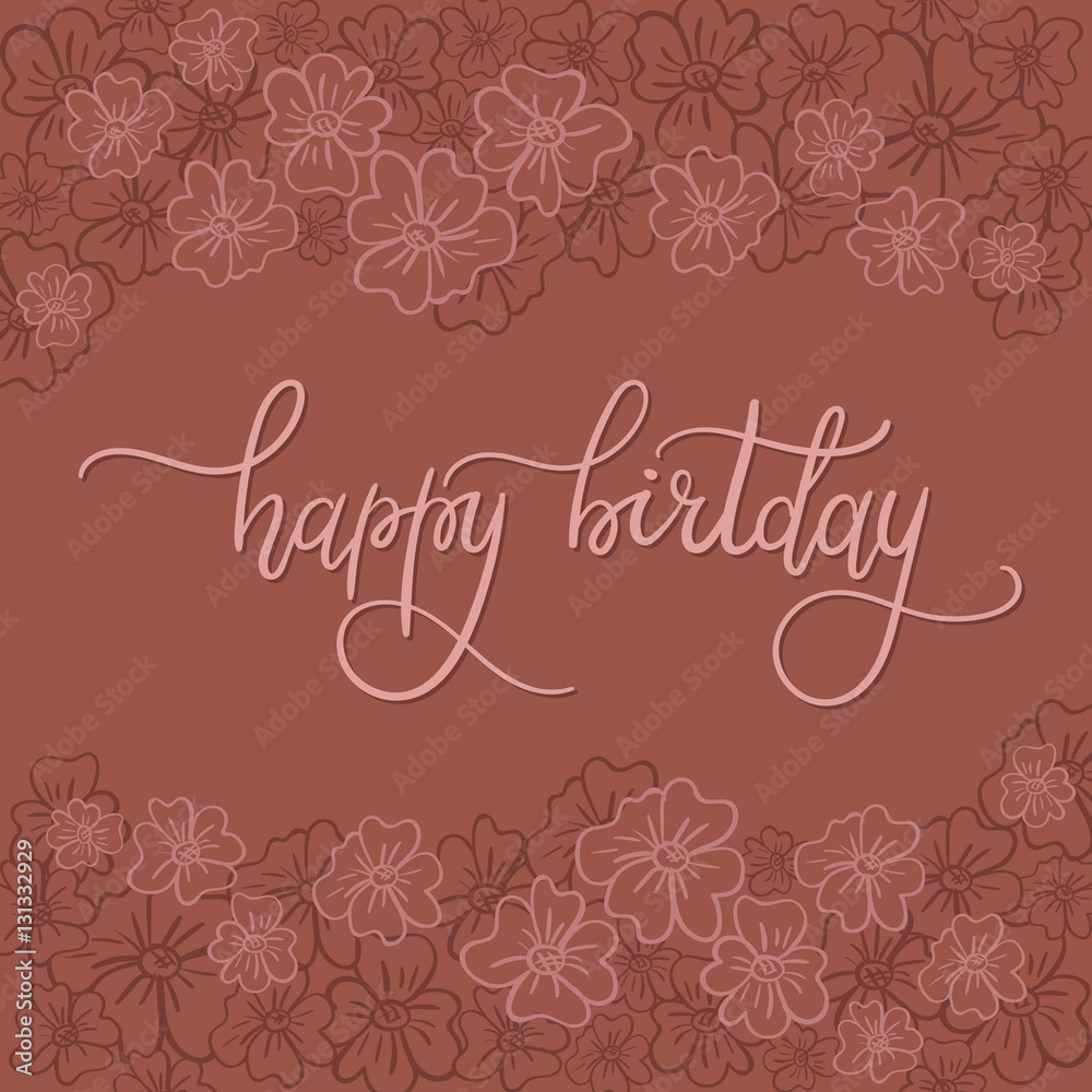 Happy Birthday Hand Lettering Greeting Card. Modern Calligraphy. Vector ...