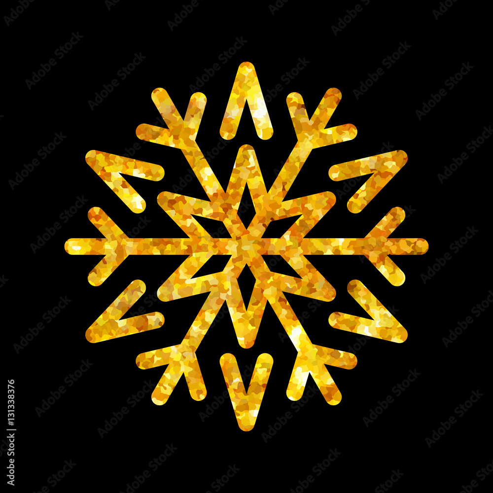 Gold Christmas snowflake icon. Golden fire silhouette snow flake sign ...