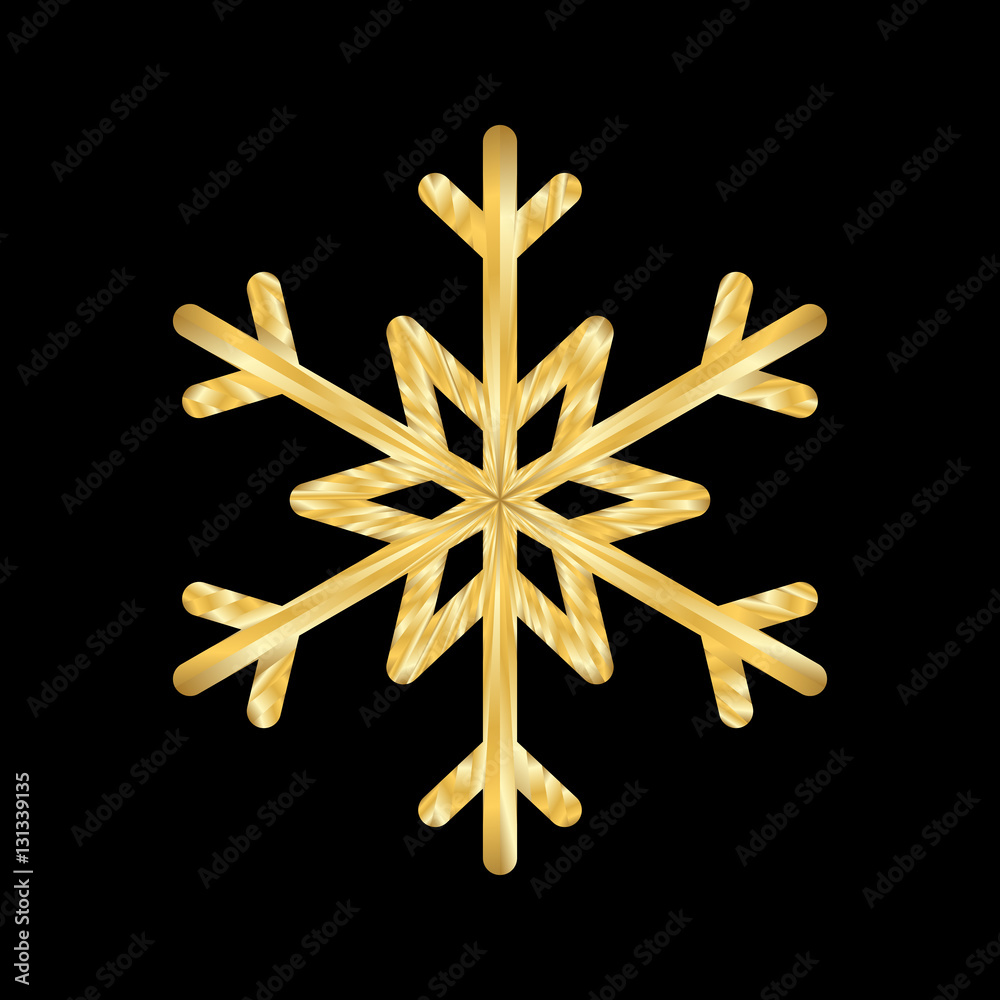 Gold Christmas snowflake icon. Golden silhouette snow flake sign ...