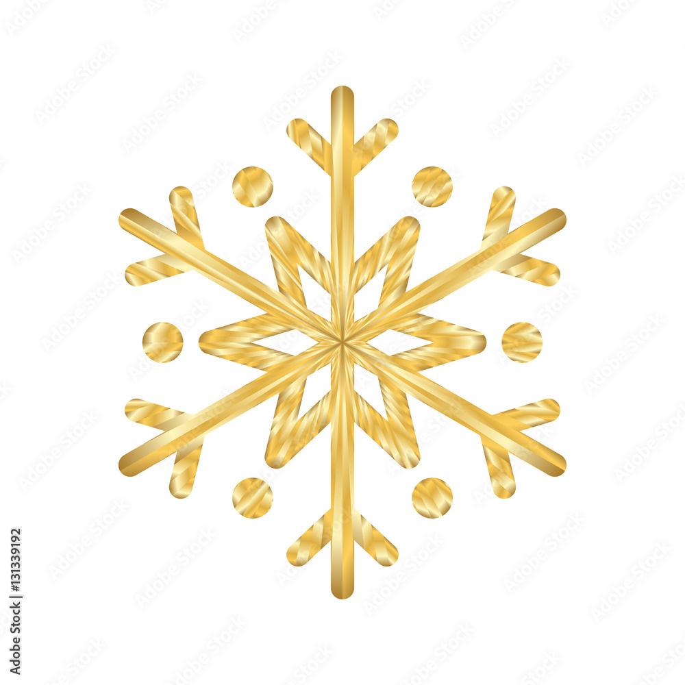 Gold Christmas snowflake icon. Golden silhouette snow flake sign ...