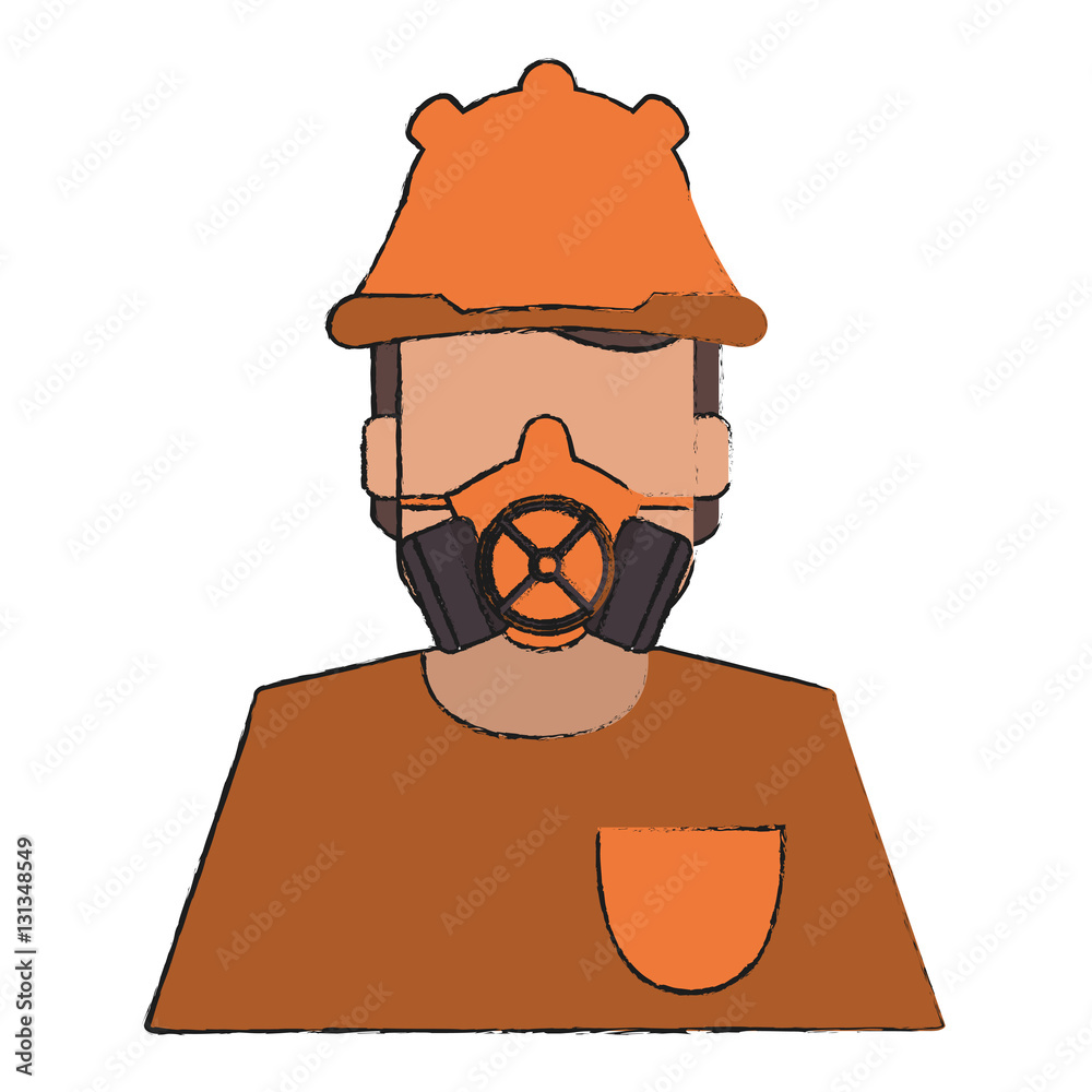 Man with safety cloth icon. Industrial security and protection theme ...