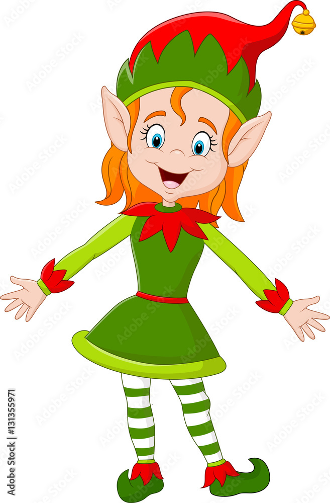 Cartoon happy christmas elf Stock Vector | Adobe Stock