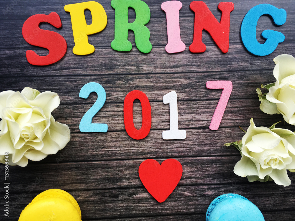 Spring 2017. hello spring. Spring wooden letters. Spring word. Spring ...