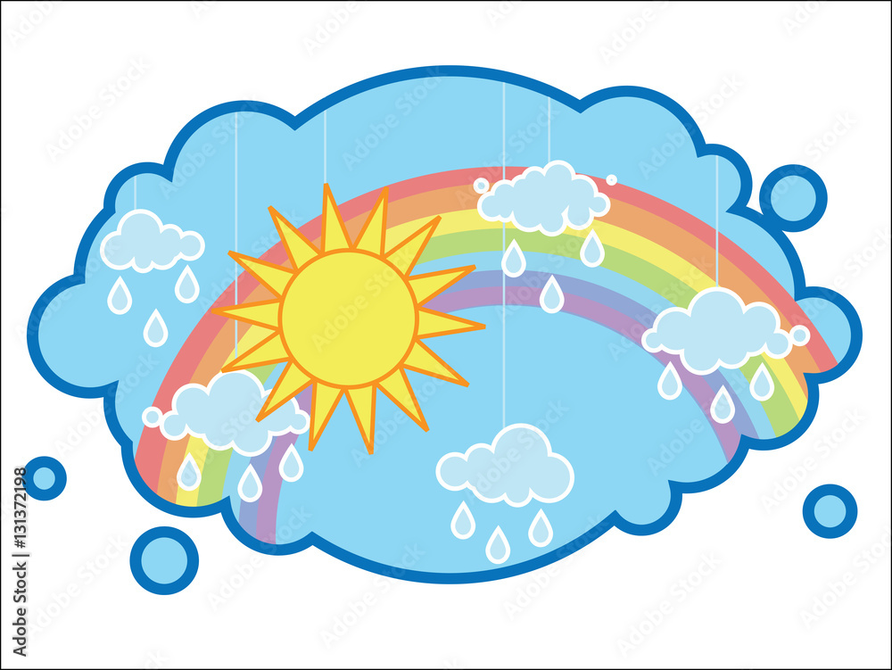 sun, rain and rainbow in the sky icon Stock Vector | Adobe Stock