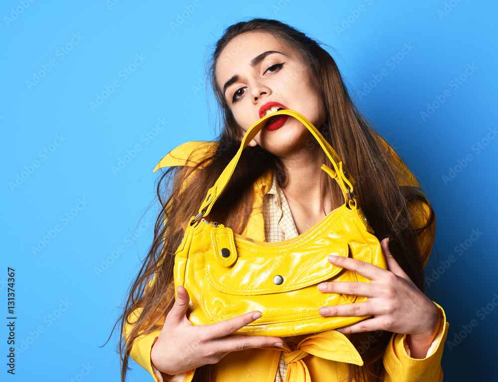 serious colorful girl with peg Stock Photo | Adobe Stock