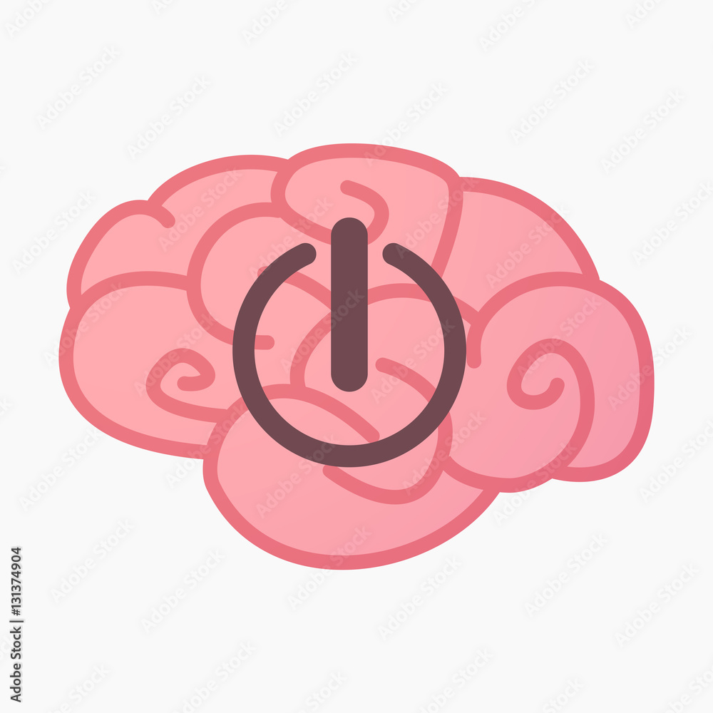 Isolated brain with an off button Stock Vector | Adobe Stock