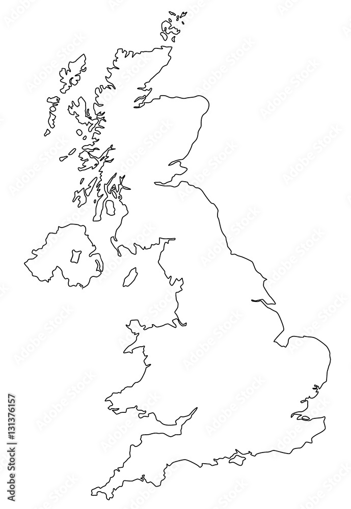 Map of UK in white Stock Photo | Adobe Stock