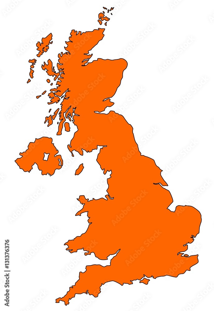 Map of UK in orange Stock Photo | Adobe Stock