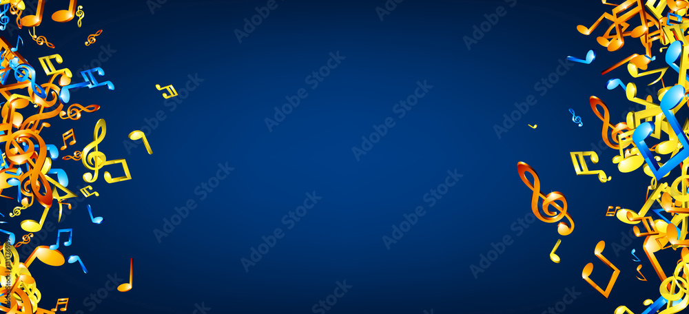 Blue musical background with notes. Stock Vector | Adobe Stock