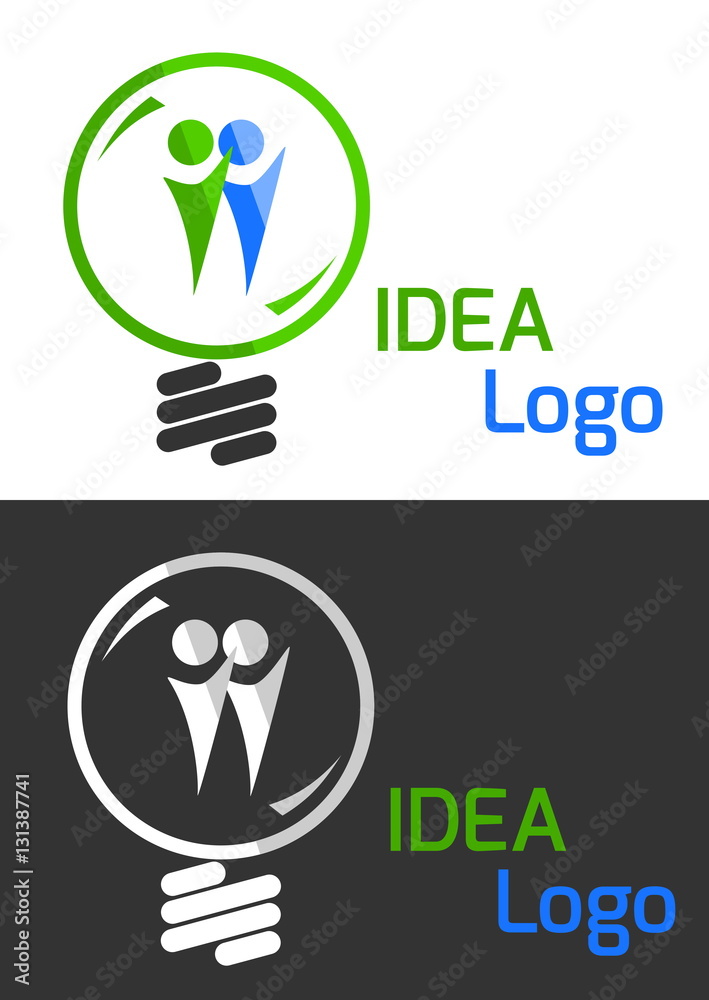 Color light bulb in Green Idea concept vector illustration on white and ...