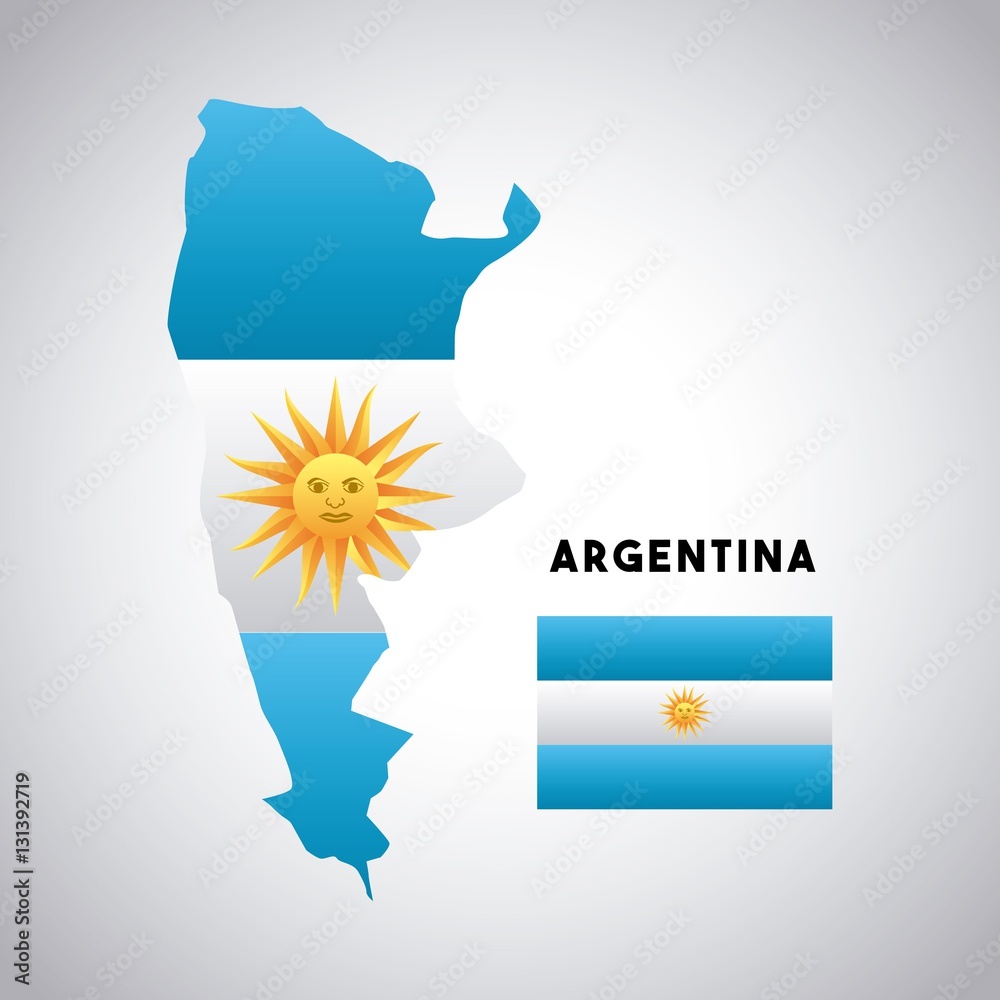 argentina country map with colors of the flag. colorful design. vector ...