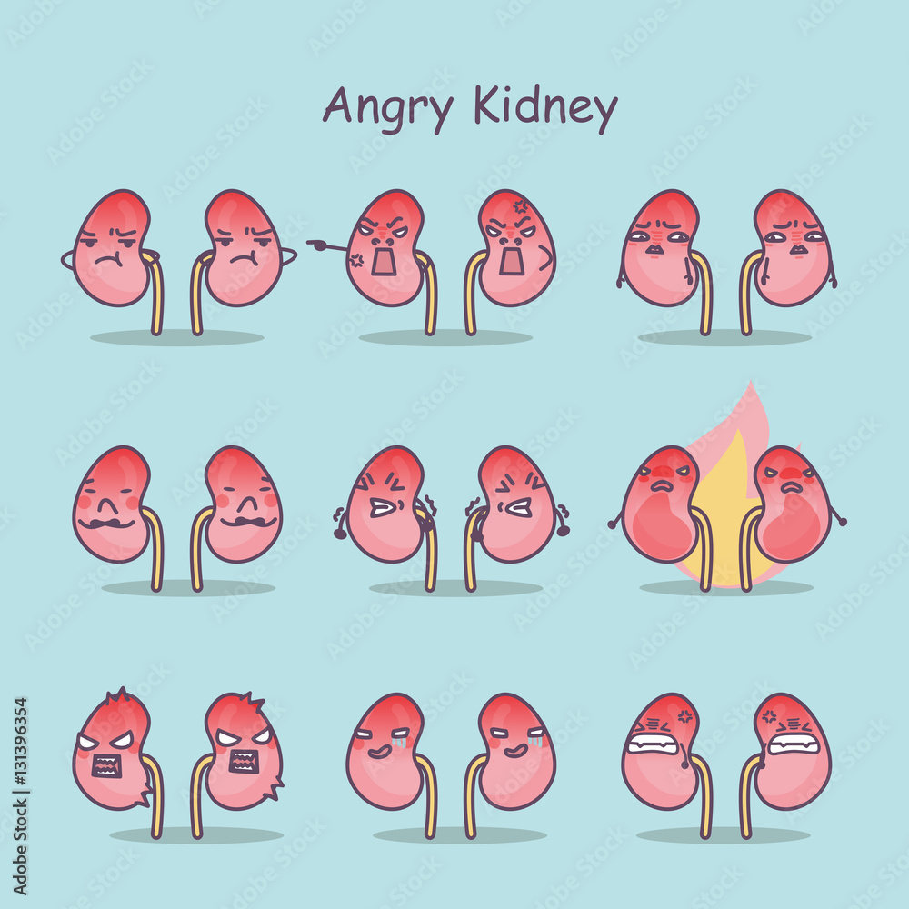 angry cartoon kidney Stock Vector | Adobe Stock