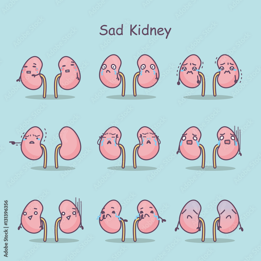 sad cartoon kidney Stock Vector | Adobe Stock