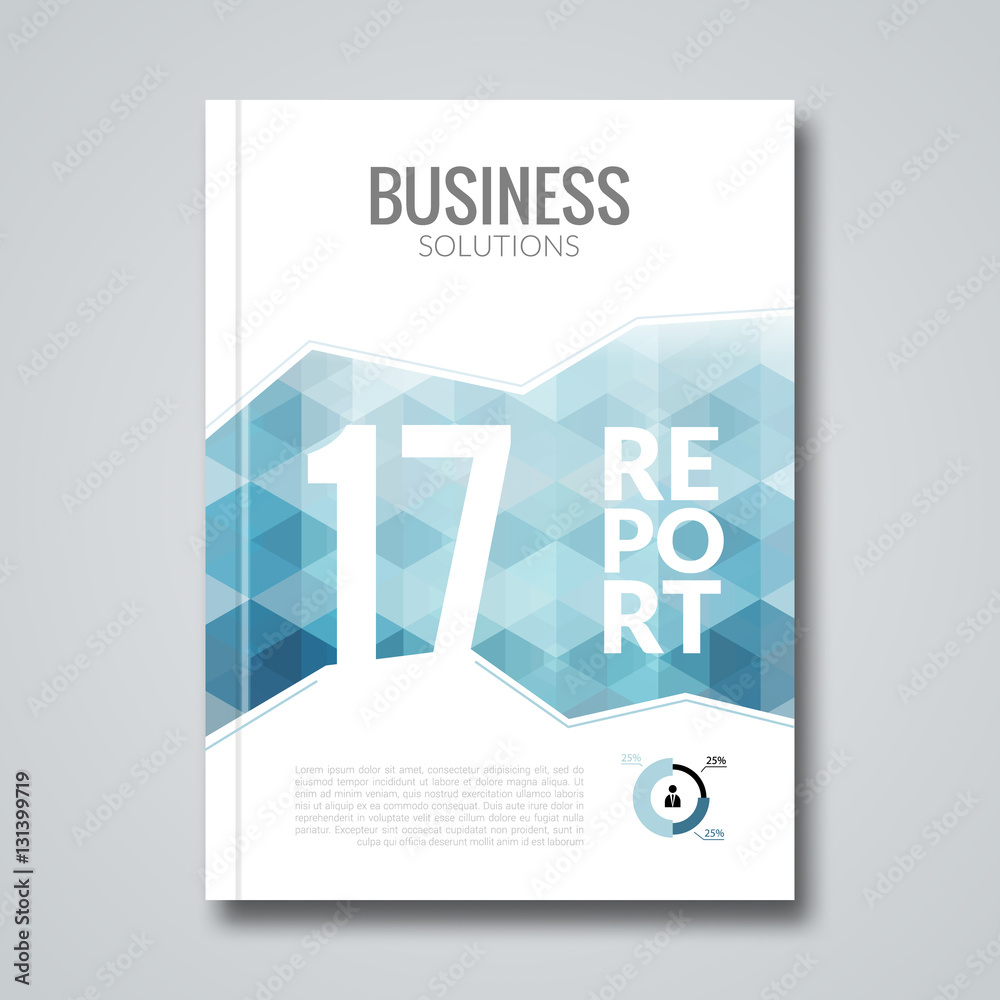 Vector cover design report template. Hex graphic concept illustartion ...