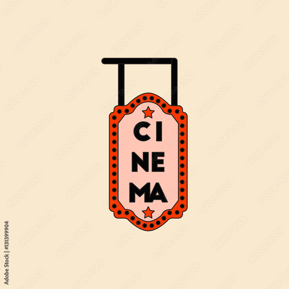 Vector illustration in flat style cinema sign Stock Vector | Adobe Stock
