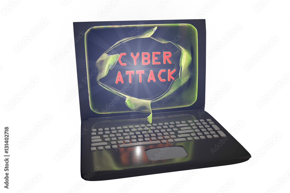 Computer cyber attack, conceptual image. 3D illustration showing ...
