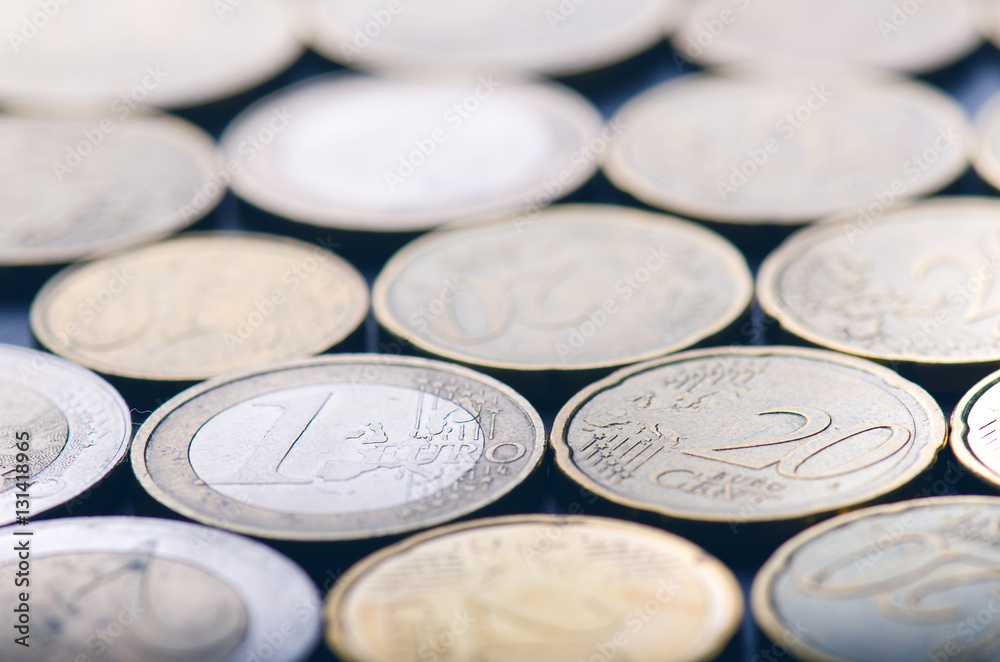 Euro money. Coins are isolated on a dark background. Currency of Europe ...