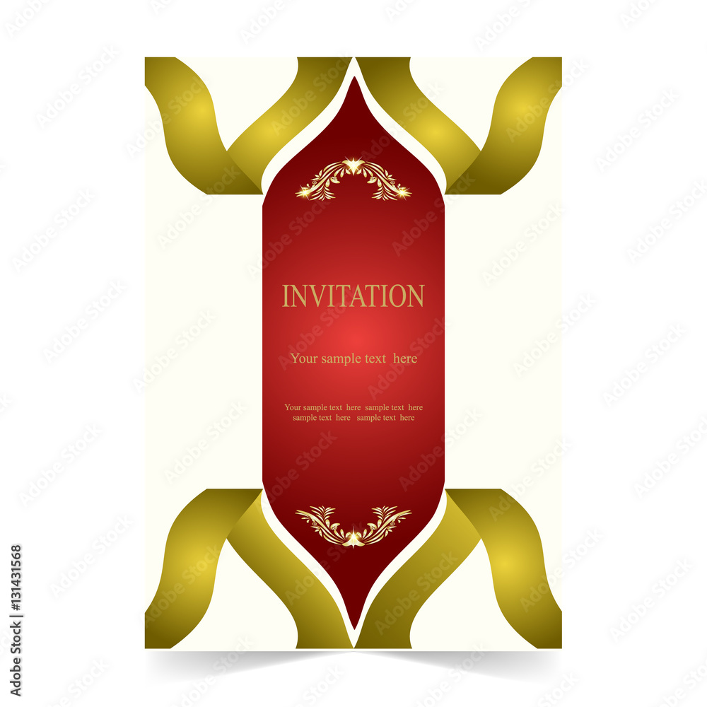 Invitation card, wedding card red and ivory background Stock Vector ...