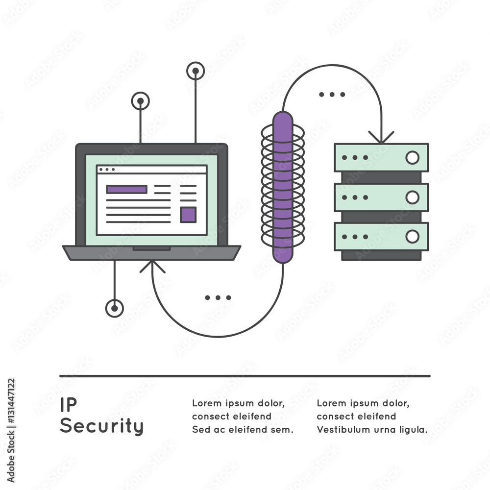 Vector Icon Style Illustration of Internet Protocol Security or IPsec ...