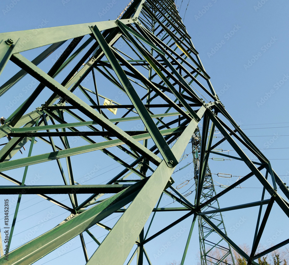 The metal structure of a pylon of the electric line. Stock Photo ...