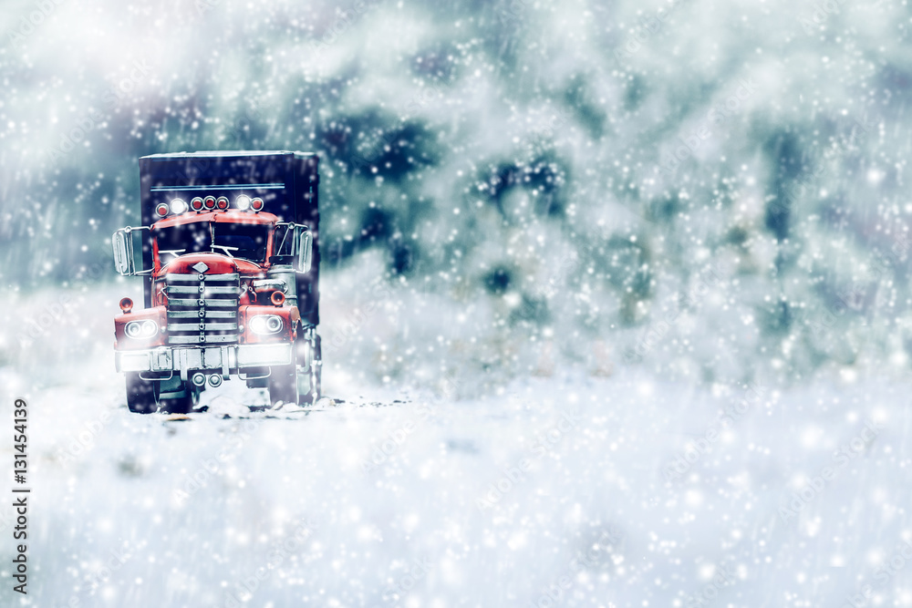 Trucks with snow storm Stock Photo | Adobe Stock