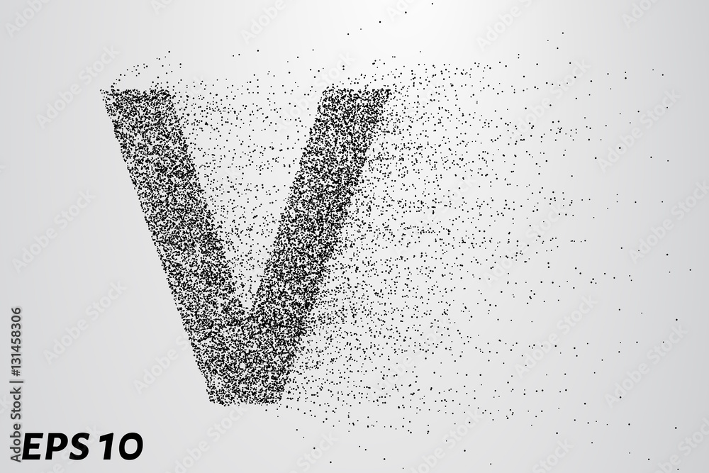 Letter V from the particles. The letter V consists of circles and ...
