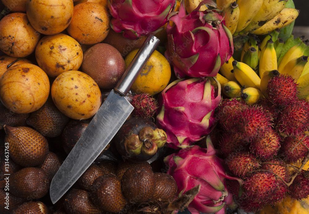 Colorful Exotic Fruits. Colorful exotic fruits can be purchased at the ...