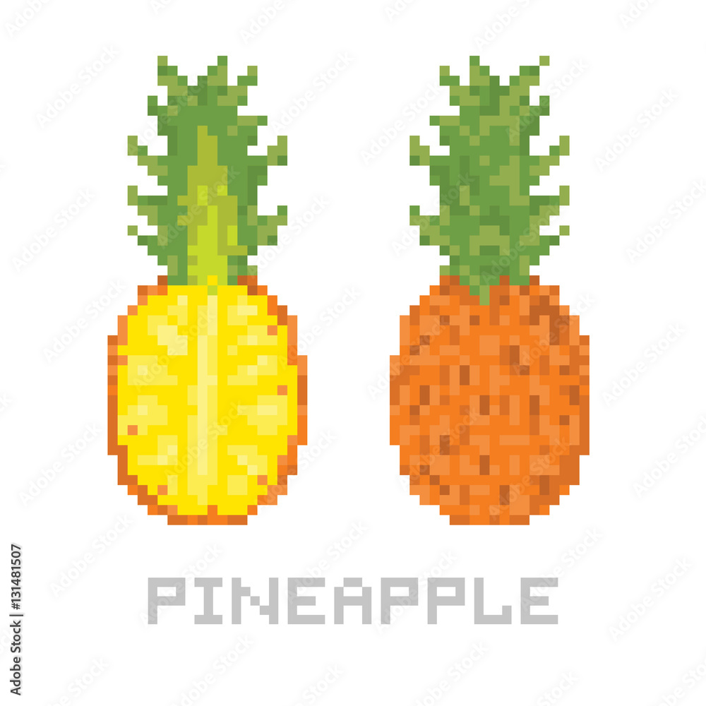 Pixel art game style pineapple isolated vector illustration Stock ...
