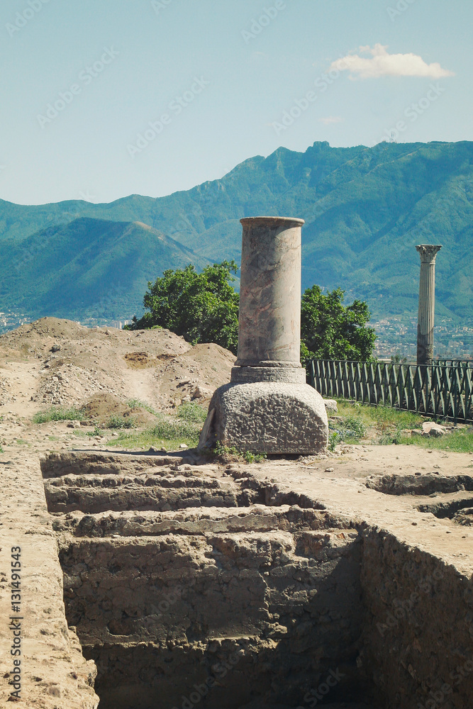 Ruined broken Roman column at Pompeii Stock Photo | Adobe Stock