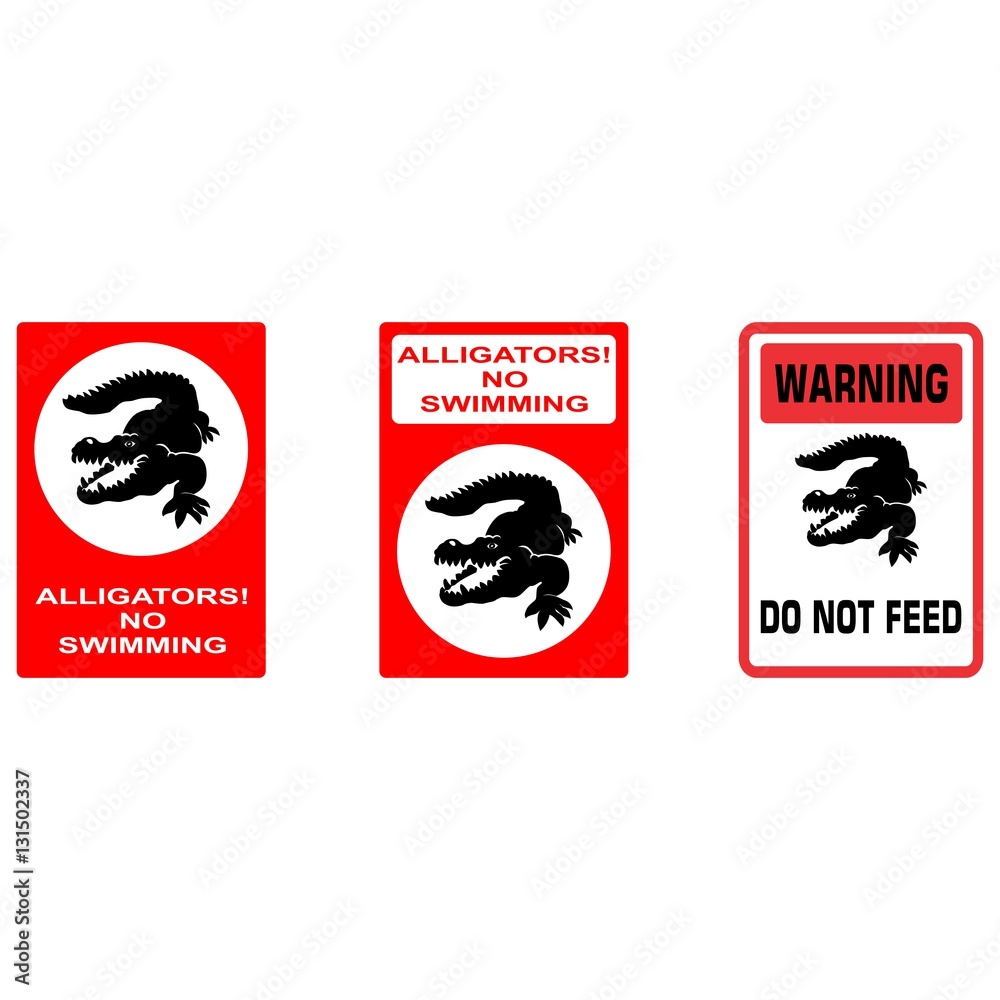 Alligators no swimming sign Stock Vector | Adobe Stock